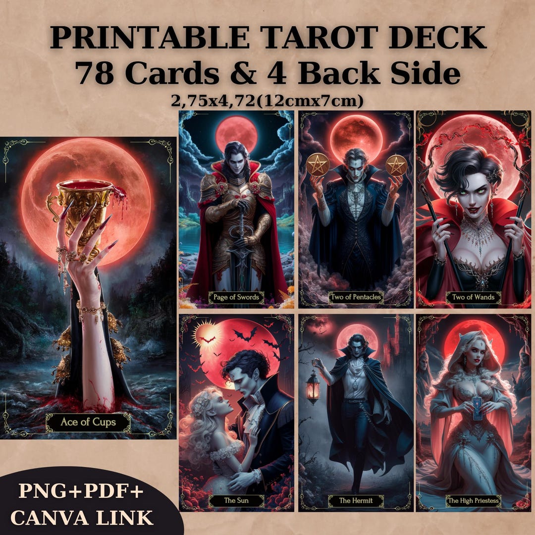 78 Cards Printable Tarot Deck, Digital Cards Deck, Unique Tarot Deck ...