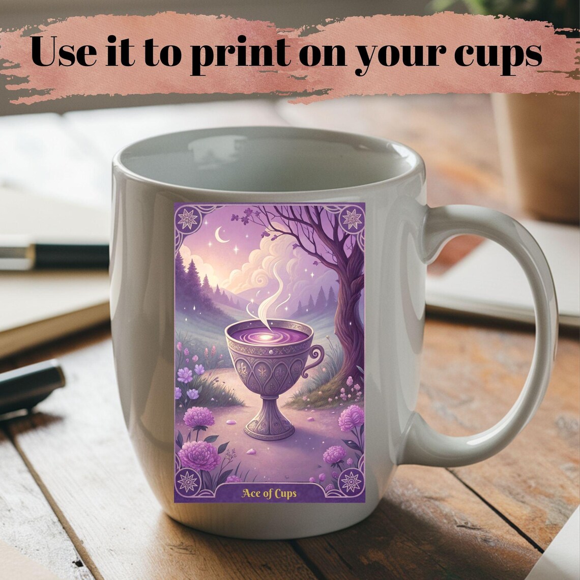 78 Tarot Deck, Purple Tarot Card Printable Color Fantasy Design, Unique ...