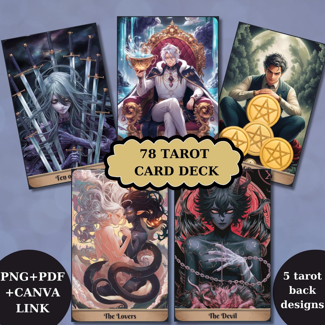 Anime Tarot Deck,printable Tarot Deck, Tarot Cards, Digital Tarot - Etsy