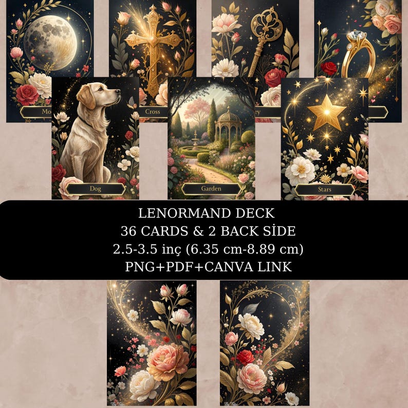 Lenormand Printable Tarot Cards Deck Unique Tarot Deck Digital 6095