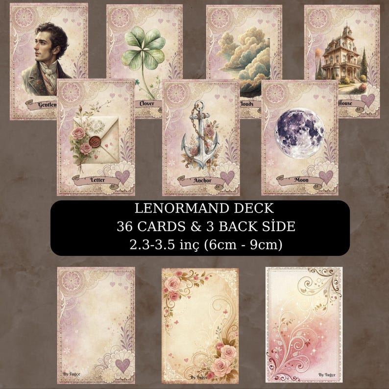 Tarot Deck Lenormand 36 Card, Printable Tarot Cards, Printable Oracle ...
