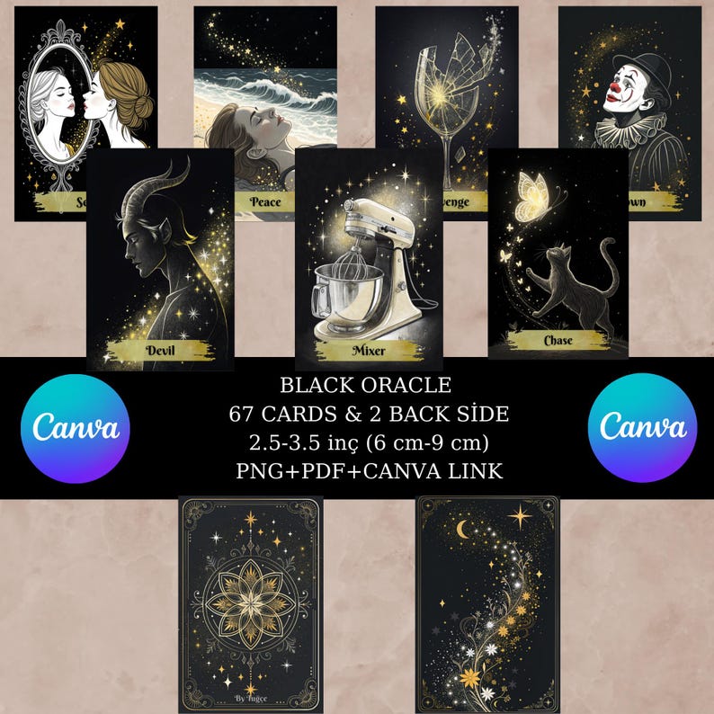 Printable Tarot Deck: Unique Oracle Cards, Editable Template Digital ...