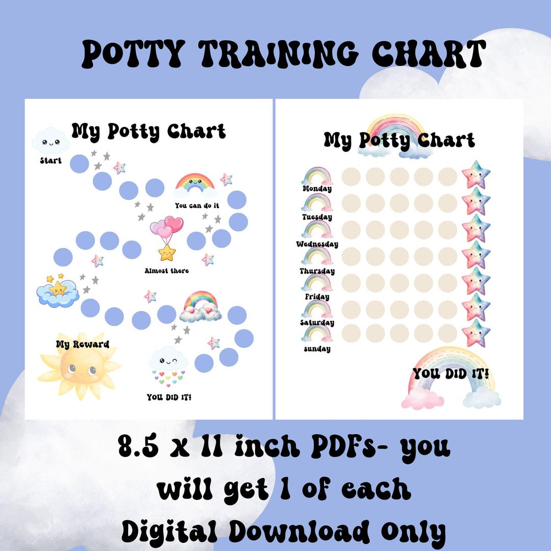 Potty Training Chart for Kids Motivational Reward System Instant ...