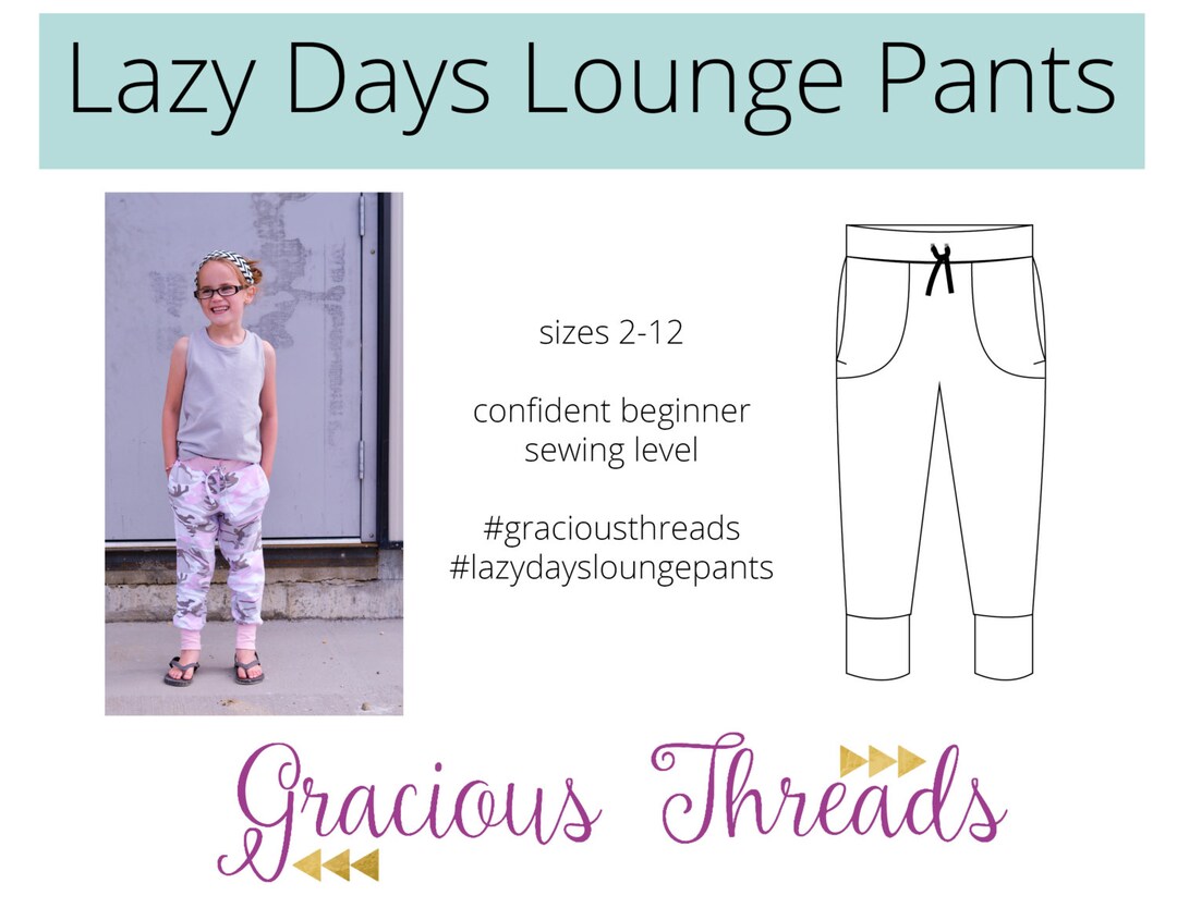 Lazy Days Lounge Pants Pdf Sewing Pattern 2T-12 - Etsy