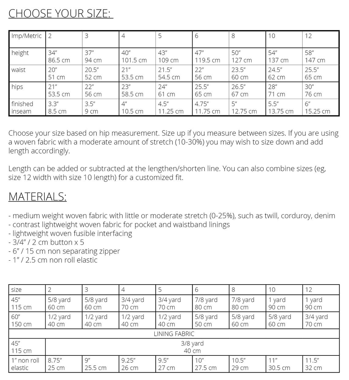 Cache Cargo Shorts Pdf Sewing Pattern 2t-12 | Etsy
