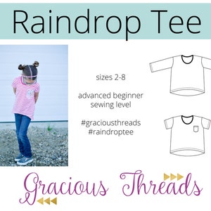 Raindrop Tee PDF Sewing Pattern 2T-8 - Etsy