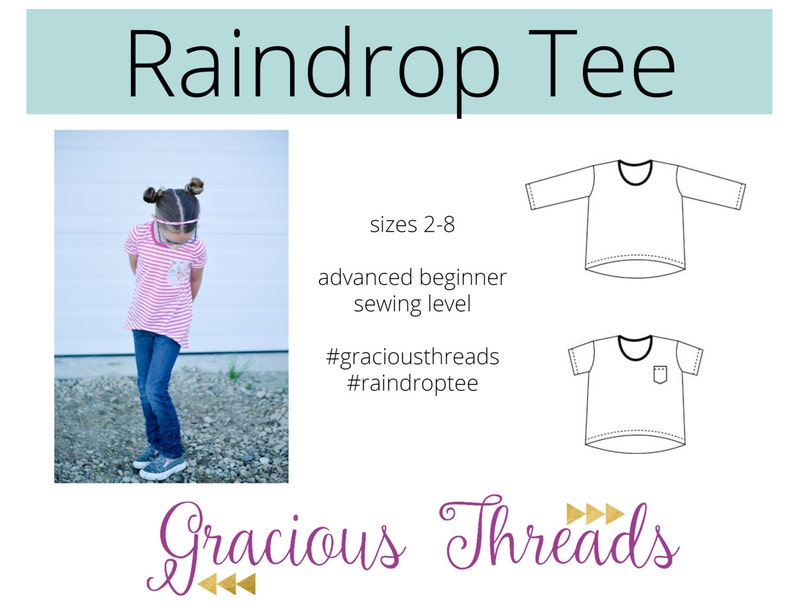 Raindrop Tee PDF Sewing Pattern 2T-8 - Etsy