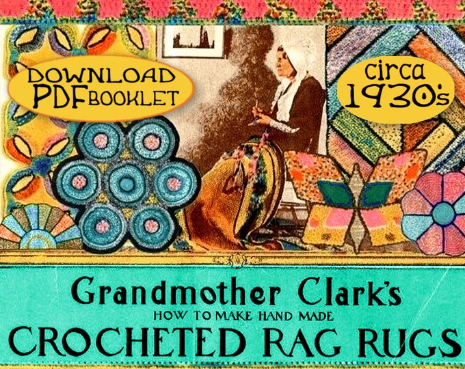 CROCHET RAG RUGS Like Grandma Rug Pattern Crocheted Wool Yarn 1933 E ...