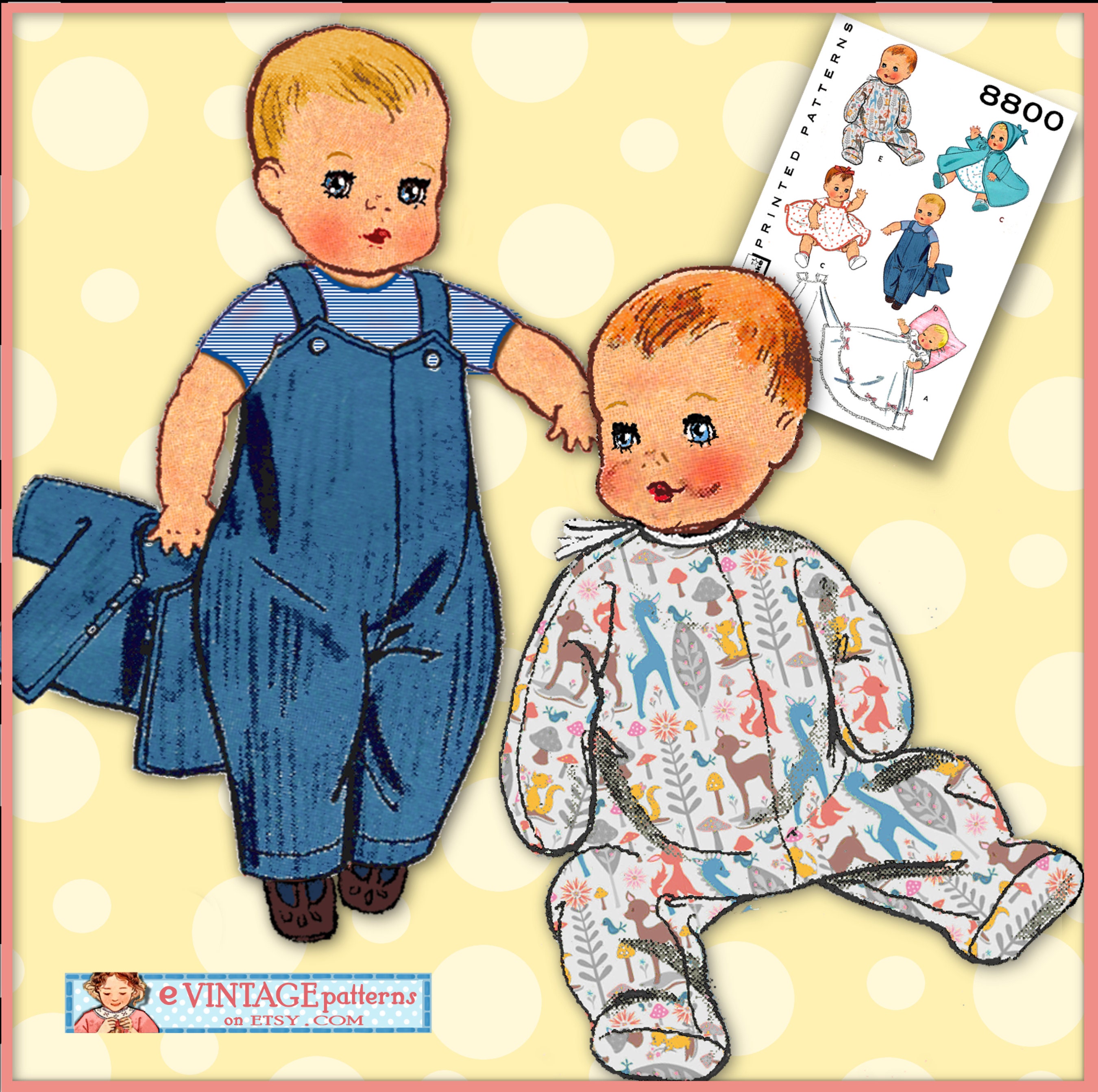 Baby Doll 10-11 Inch Wardrobe Doll Clothes Vintage Pattern PDF CIRCLE ...