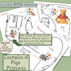 WINNIE the POOH Vintage PDF Pattern Sew Make Stuff Pooh Tigger Roo Piglet Eeyore Epattern ...