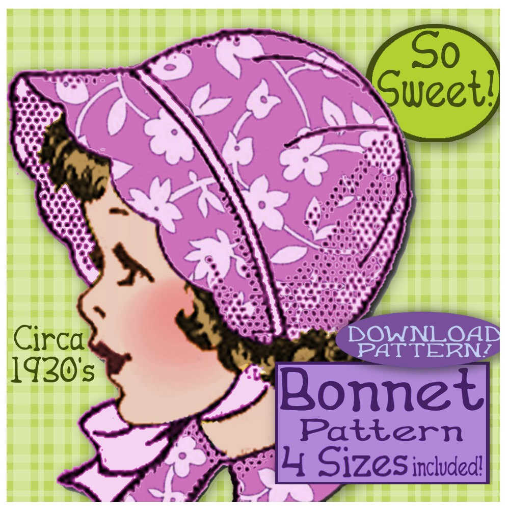 SCALLOPED BRIM BONNET Pattern 4 Sizes Sew Sweet Child Girl - Etsy