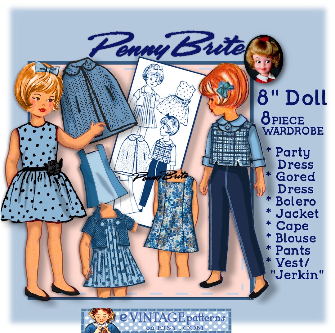 8 Doll Clothing Epattern PENNY BRITE Vintage 1960s Doll - Etsy