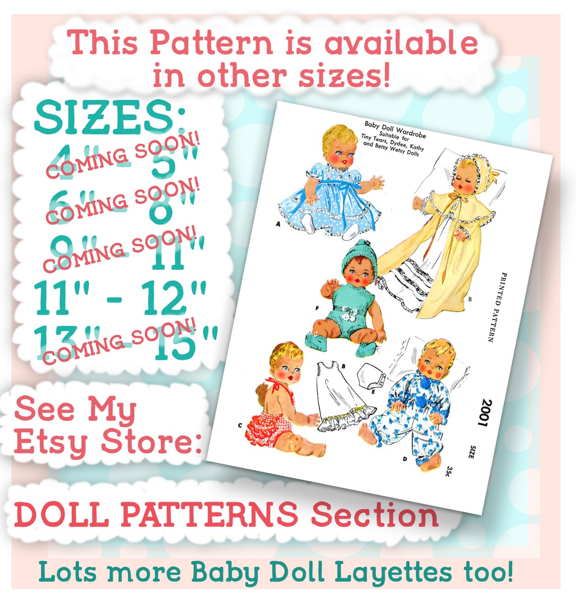 Baby Doll 11 12 Inch 12pc Doll Clothes Vintage Pattern Pdf - Etsy