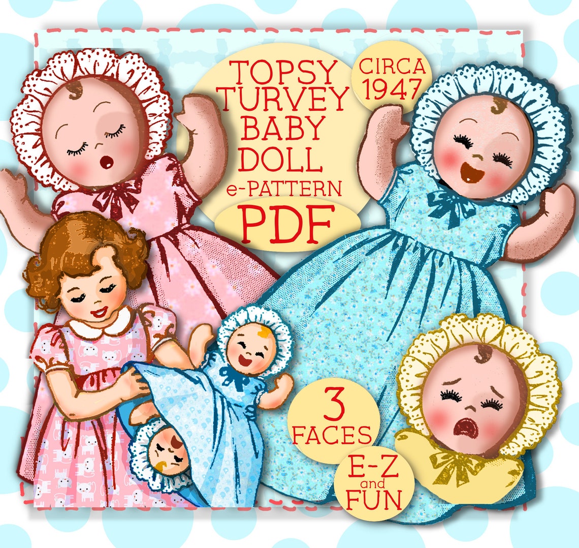 E-Z Topsy Turvey Baby Doll 15 & 8 Vintage Epattern - Etsy