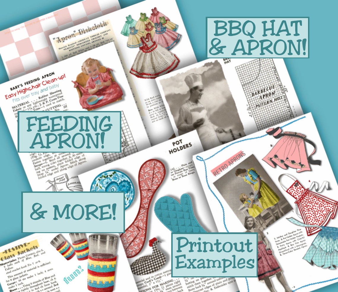Make 21 MORE Retro Aprons Vintage Pattern Patterns E-booklet PDF - Etsy
