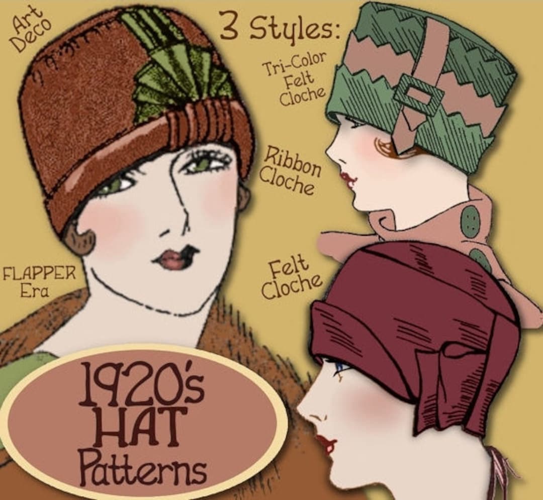 SEW 3 Vintage 1920s FLAPPER Cloche Hat Vintage E-patterns lillie Set ...