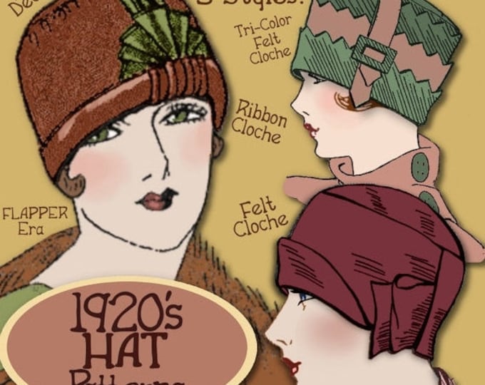 SEW 3 Vintage 1920s FLAPPER Cloche Hat Vintage E-patterns lillie Set ...