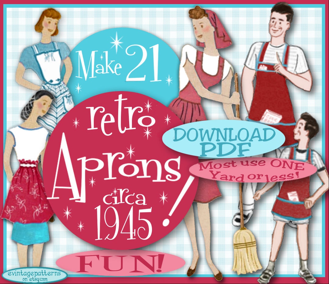 Make 21 RETRO APRONS - 1945 WWII Vintage Pattern Pdf Instant Download ...