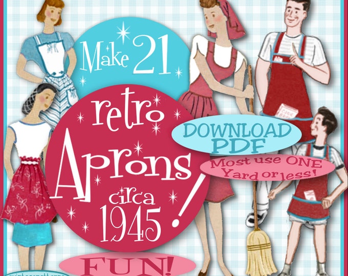 Make 21 RETRO APRONS - 1945 WWII Vintage Pattern Pdf Instant Download ...