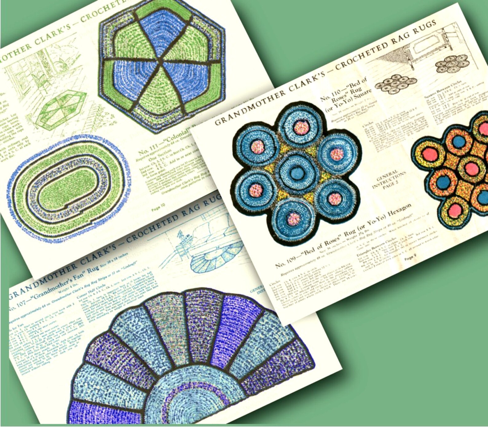 CROCHET RAG RUGS Like Grandma Rug Pattern Crocheted Wool Yarn - Etsy