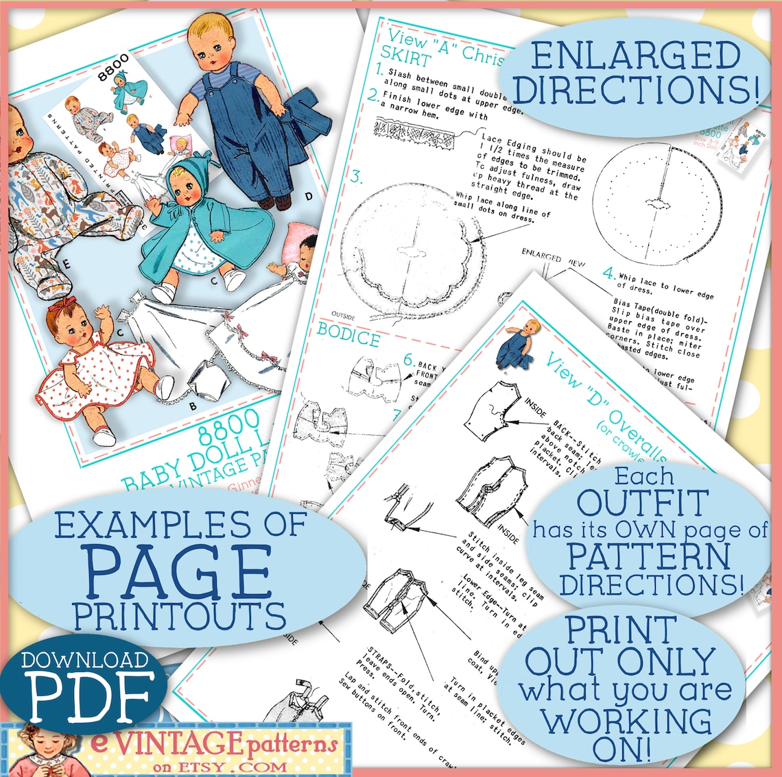 Baby Doll 10-11 Inch Wardrobe Doll Clothes Vintage Pattern PDF - Etsy