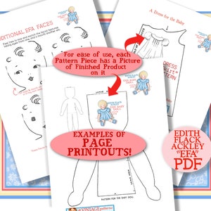 EFA 1938 Baby TODDLER DOLL Vintage Pattern Sizes 12" & 6" Slip Dress ...