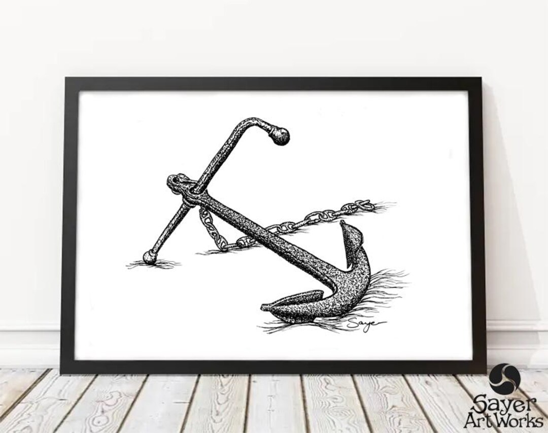 Rusty Old Anchor - Pen & Ink Artwork Print - Etsy