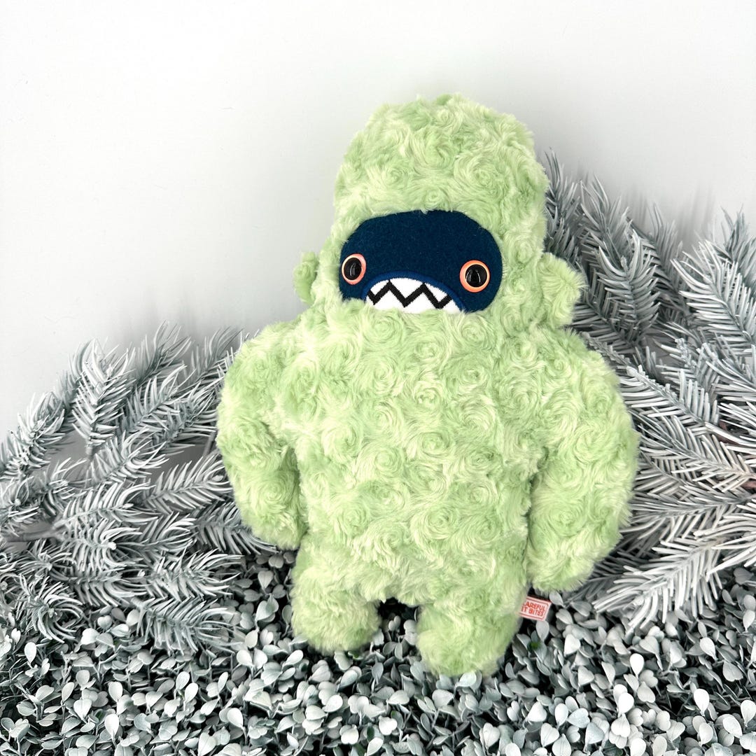 Woolly Sasquatch Handmade Plush...monster Stuffed Animal... Mint & Blue ...