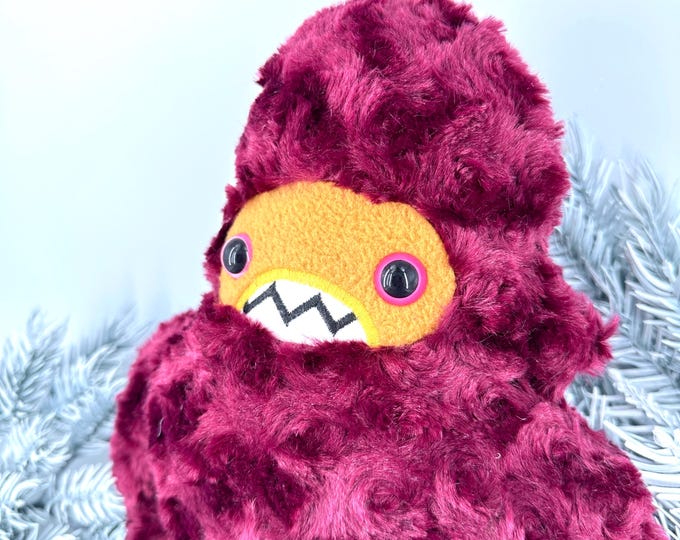 Woolly Sasquatch Handmade Plush...monster Stuffed Animal... Maroon ...