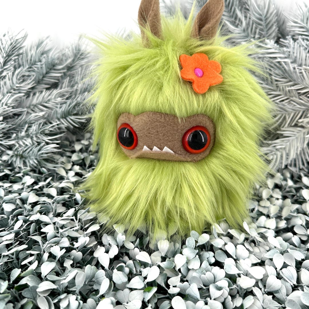 Meadow Monster Super Soft Faux Fur Plushie With Colorful Flowers ...