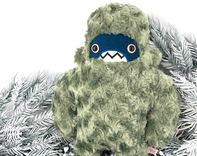 Woolly Sasquatch Handmade Plush...monster Stuffed Animal... Sage & Blue ...