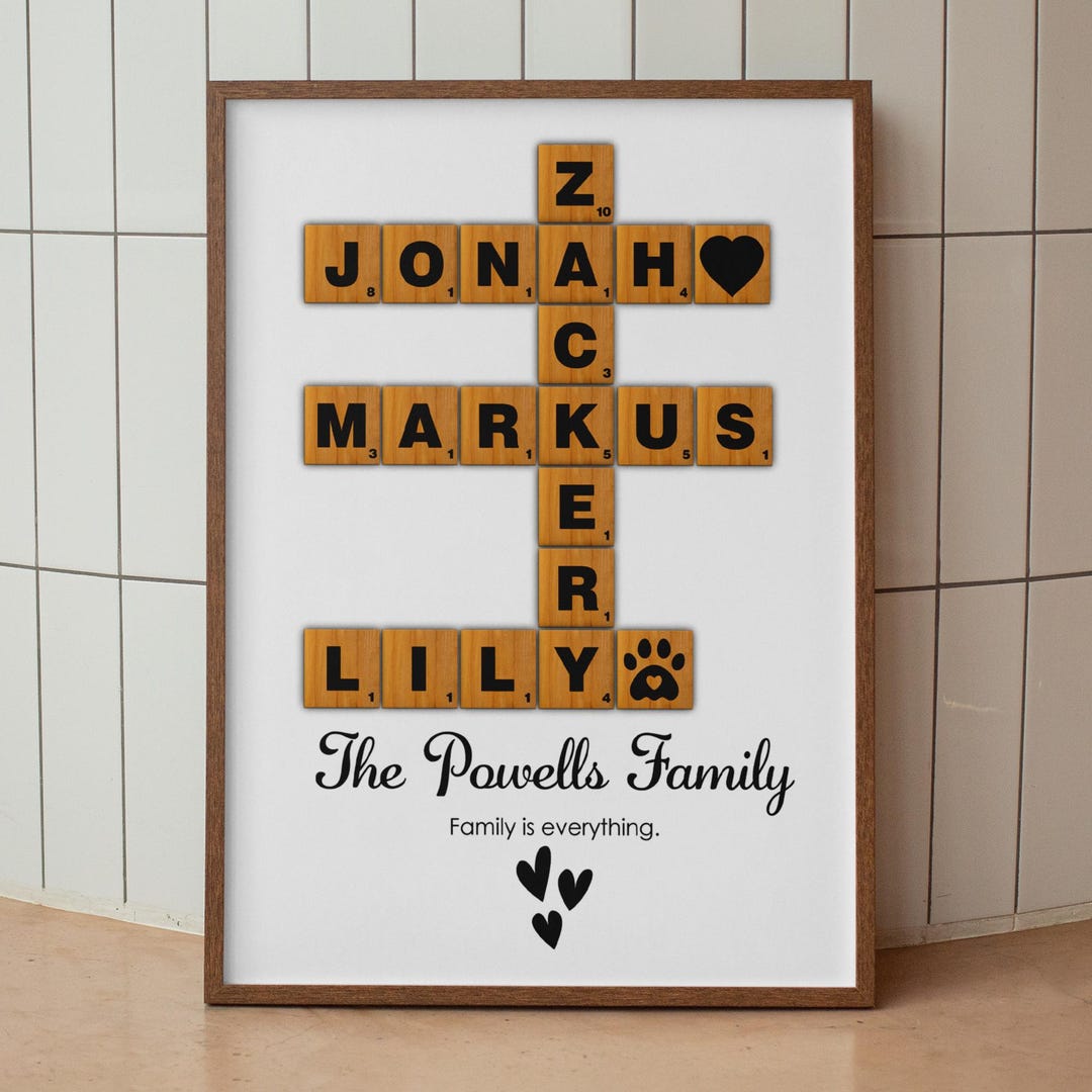 Custom Name Scrabble Print, Custom Letter Prints, Birthday Gift, Puzzle ...