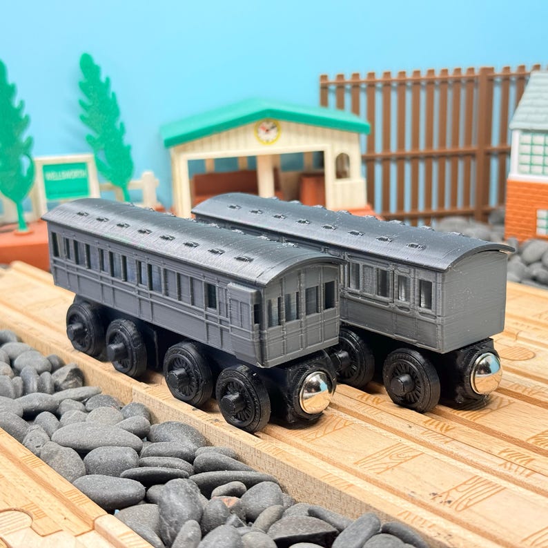 Wooden Railway Passenger and Brake Train Custom Made for Thomas Friends ...