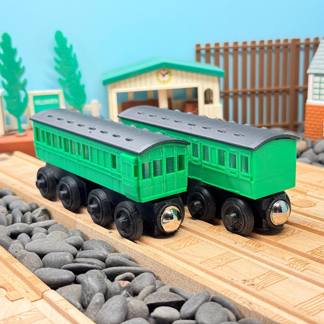 Wooden Railway Passenger and Brake Train Custom Made for Thomas Friends ...