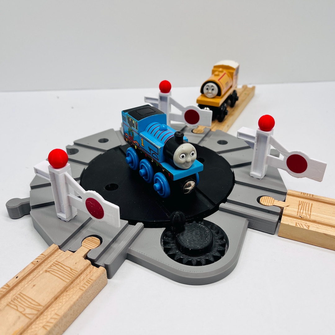 Wooden Railway Train Roundabout 7-way Turntable Switch Track - Fits ...