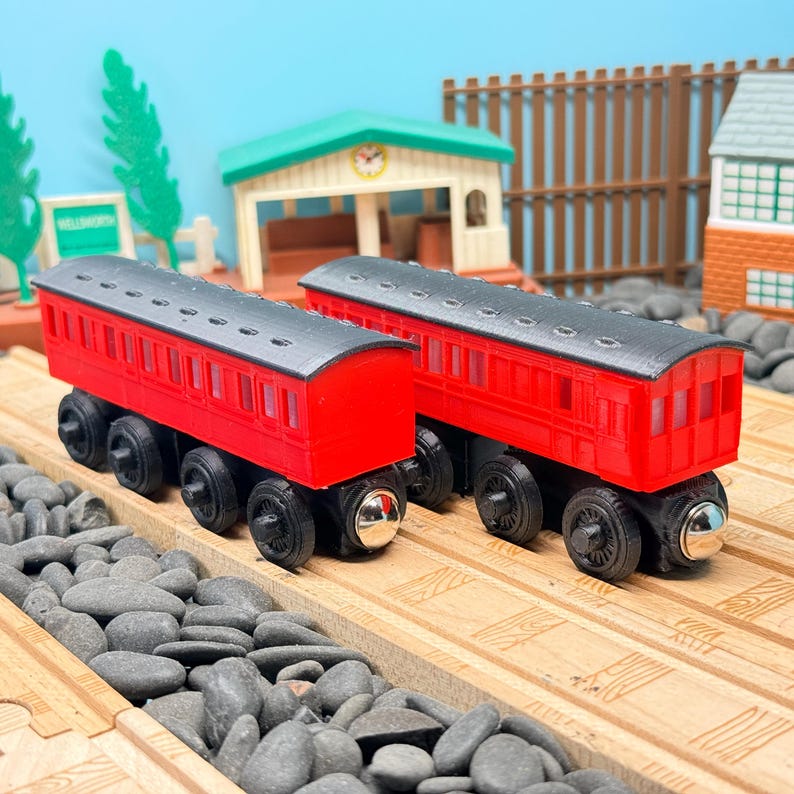 Wooden Railway Passenger and Brake Train Custom Made for Thomas Friends ...