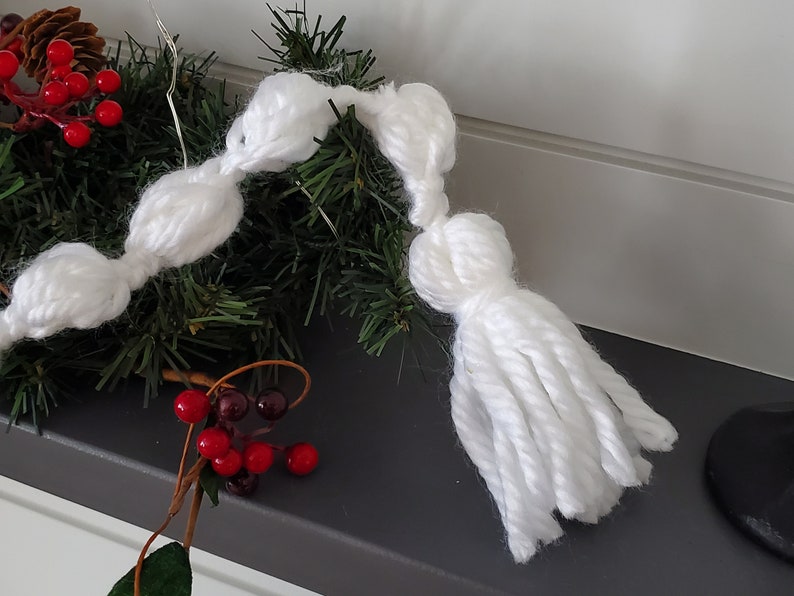 White Crochet Bead Garland, Crochet Garland, Knot Garland, Tassel ...