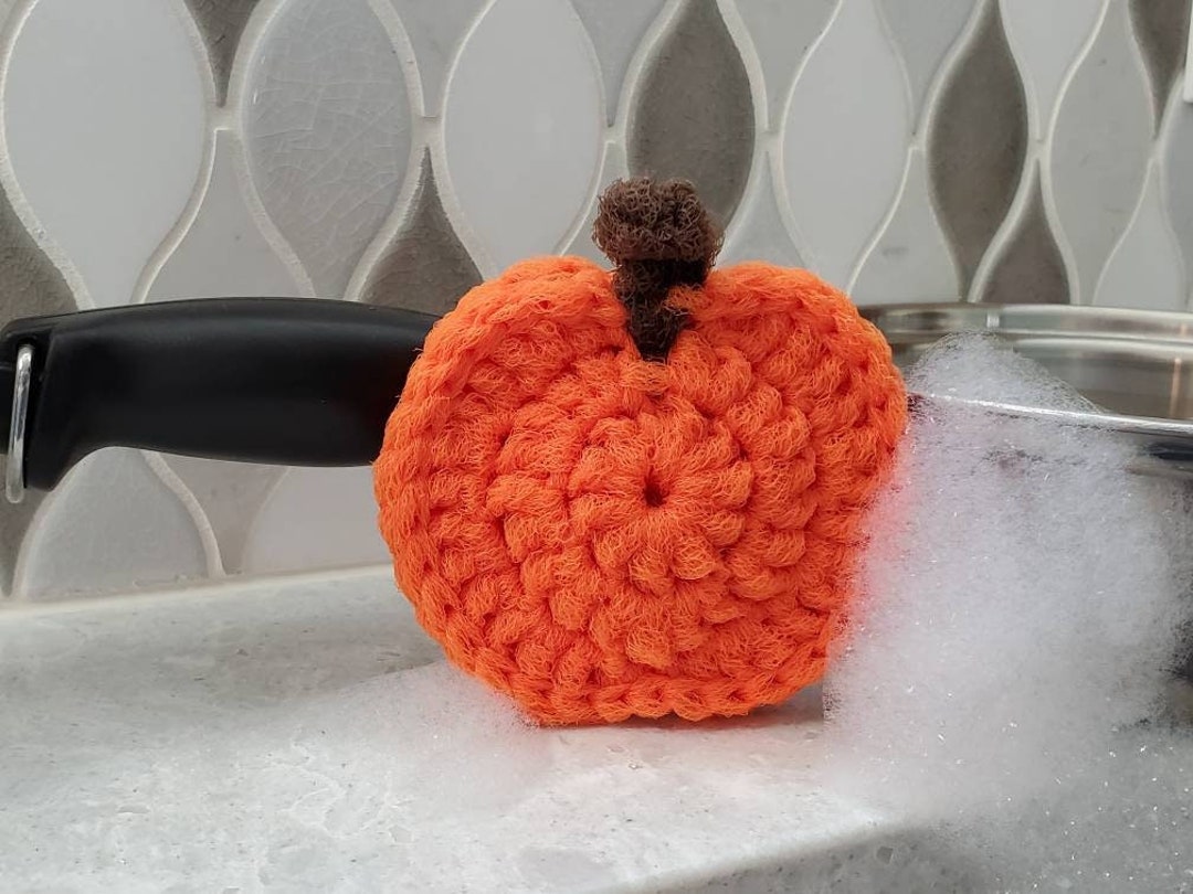 Pumpkin Scrubby, Pumpkin Pot Scrubbie, Pot Scrubber, Dish Scrubbie ...