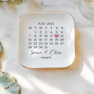 Custom Wedding Calendar Date Jewelry Dish, Wedding Ring Dish, Trinket ...