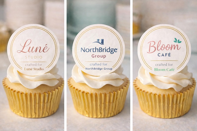 Custom Logo Cupcake Toppers • Edible Wafer Paper, Business Events - Etsy