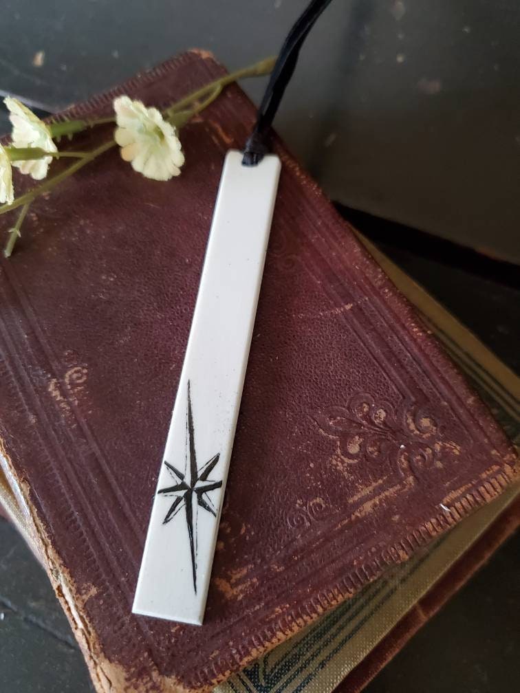 Scrimshaw Bookmark Star Compass Design OOAK Great Gift Idea - Etsy