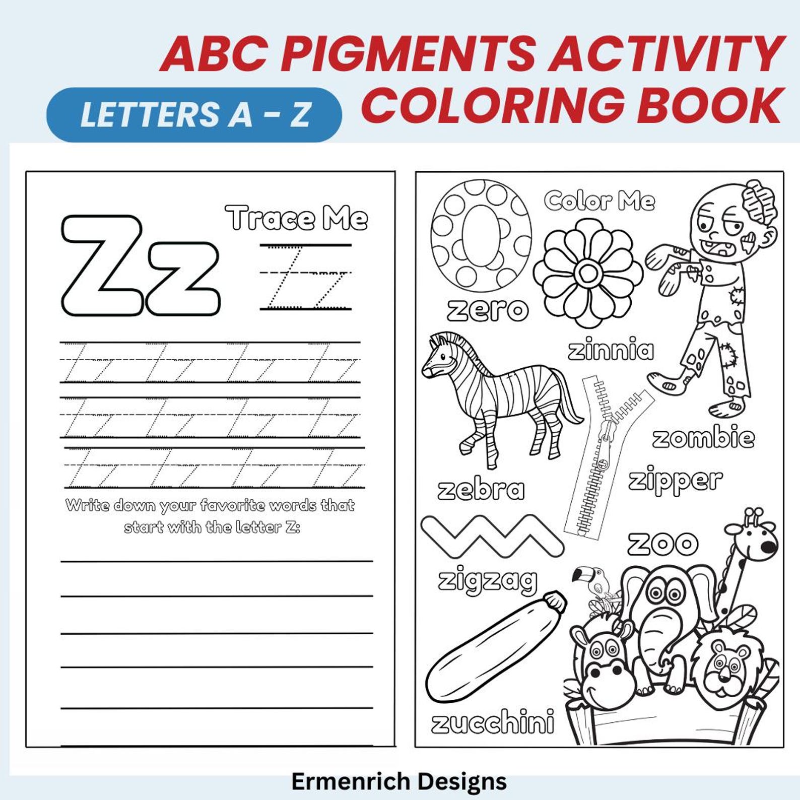 ABC Pigments: Learn, Trace and Color Through the Alphabet Activity ...