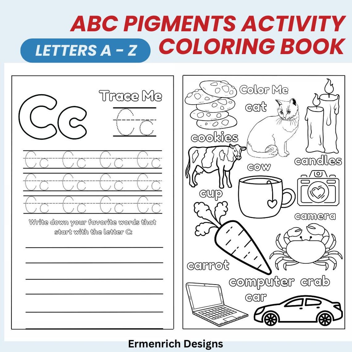 ABC Alphabet Coloring Pages: Preschool Letter Tracing Activity (PDF ...