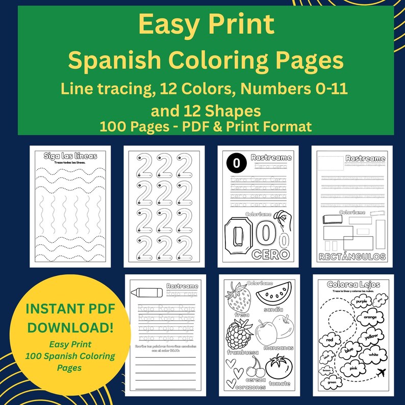 Easy Print PDF Download 100 Pages of Spanish Preschool Activity ...