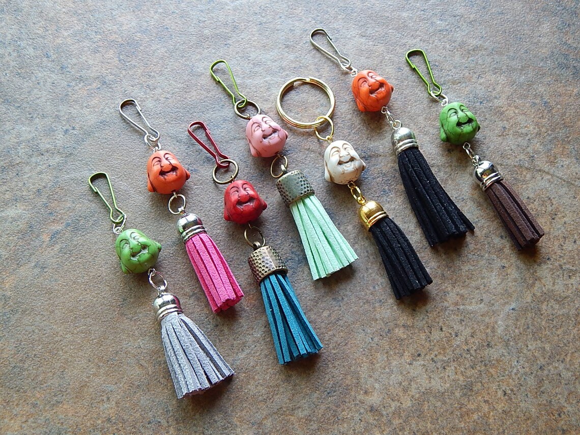 Buddha keychain Buddha tassel charm zipper pull cute car | Etsy