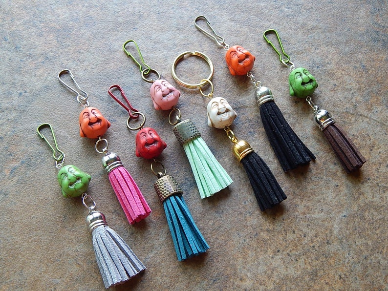 Buddha Keychain - Buddha Tassel Charm - Zipper Pull - Cute Car ...