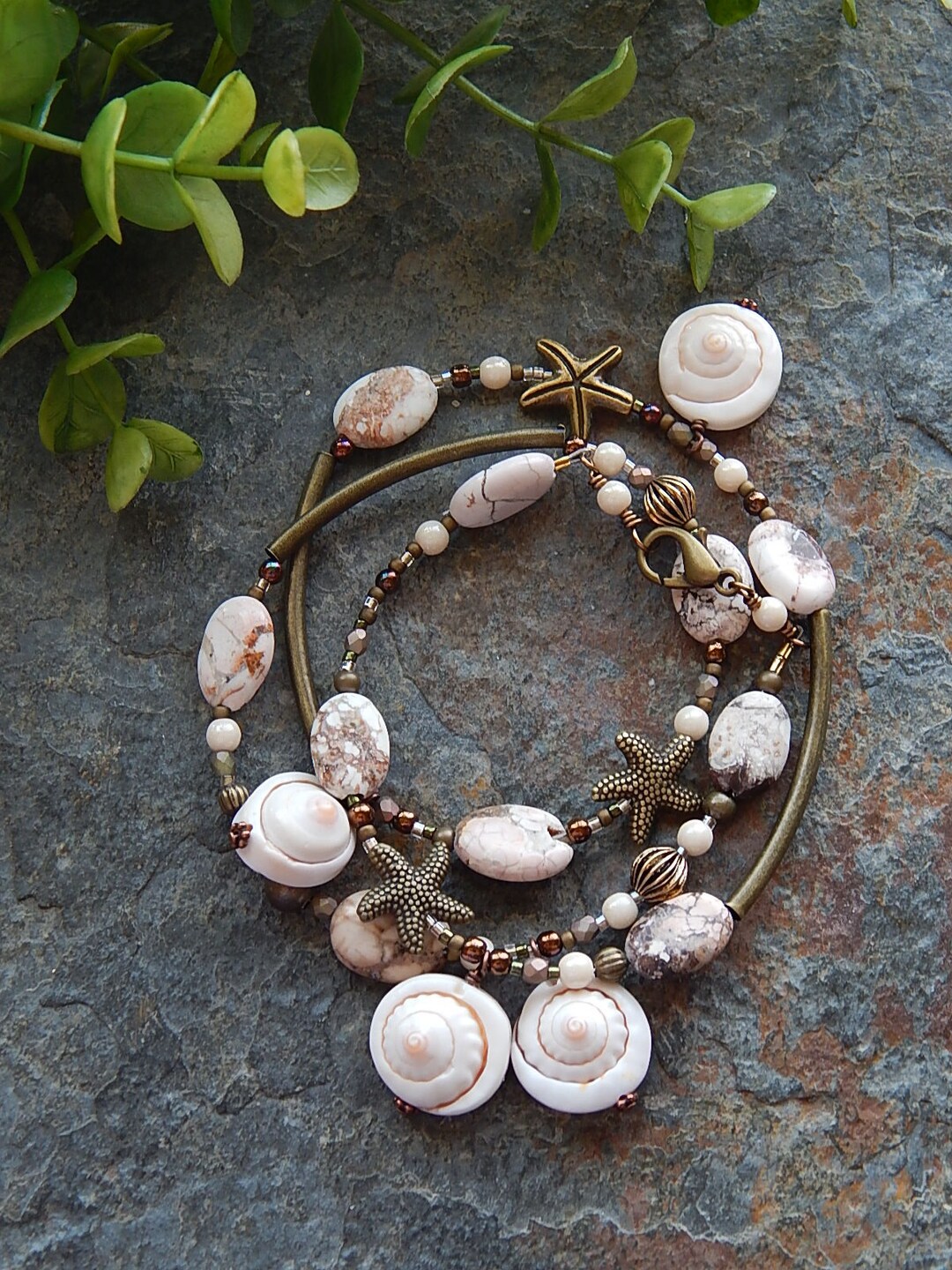 Seashell Bracelet - Under the Sea Inspired Triple Wrap Bracelet ...