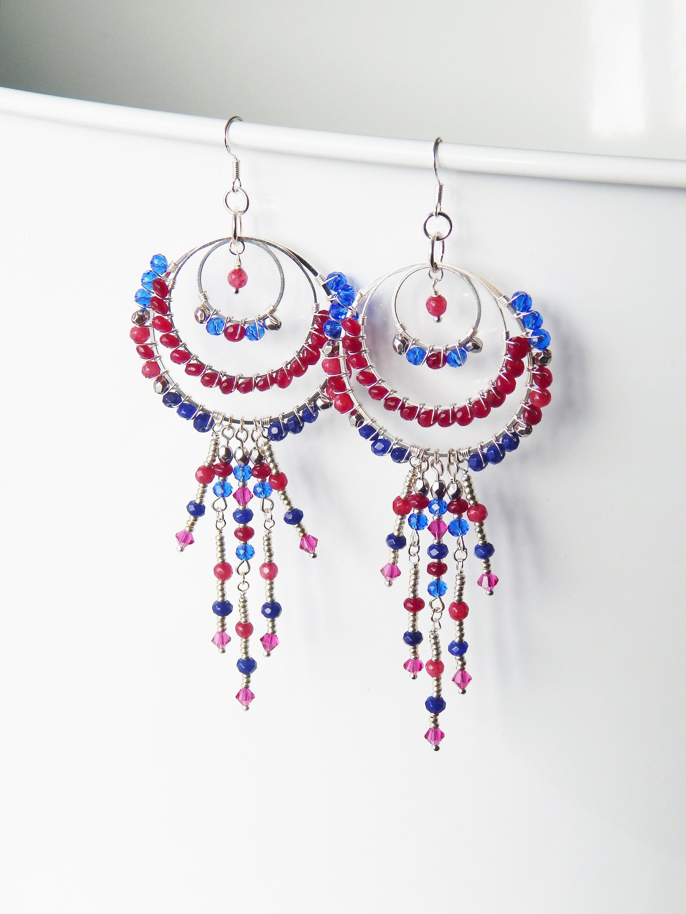 Raspberry Quartz Chandelier Statement Earrings Big Gypsy - Etsy