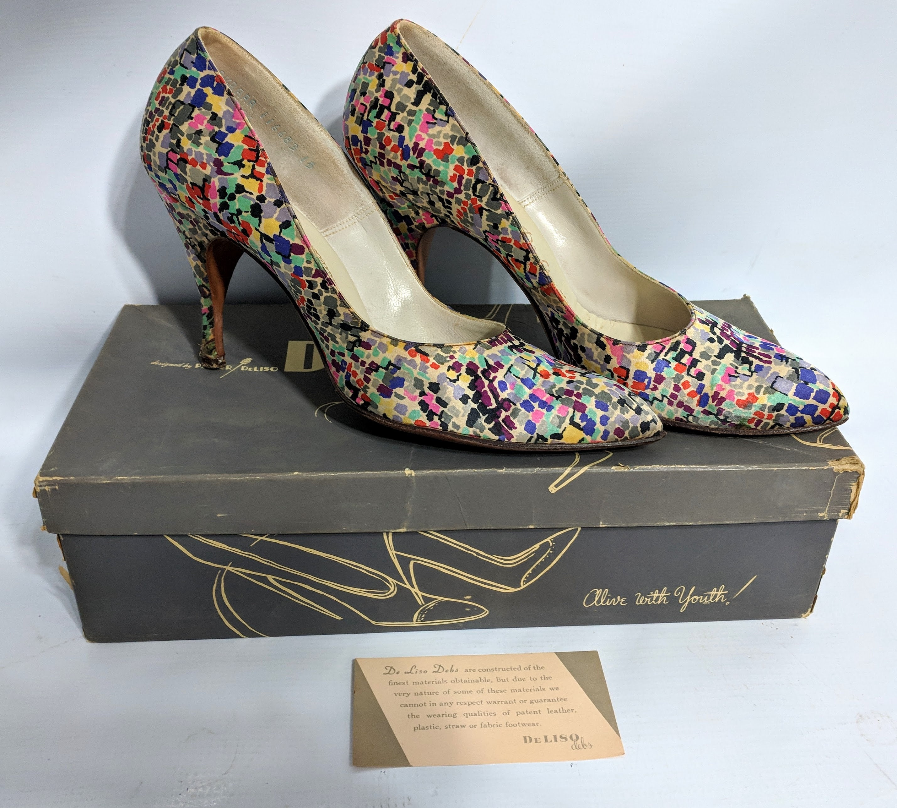 Vintage 60s Mod Multi Color Colorblock Satin Heels Pumps Shoes Op Art ...