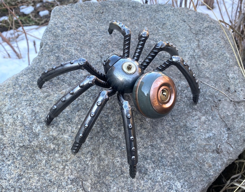Recycled Metal Spider Sculpture: Handmade Steampunk Tarantula Decor - Etsy
